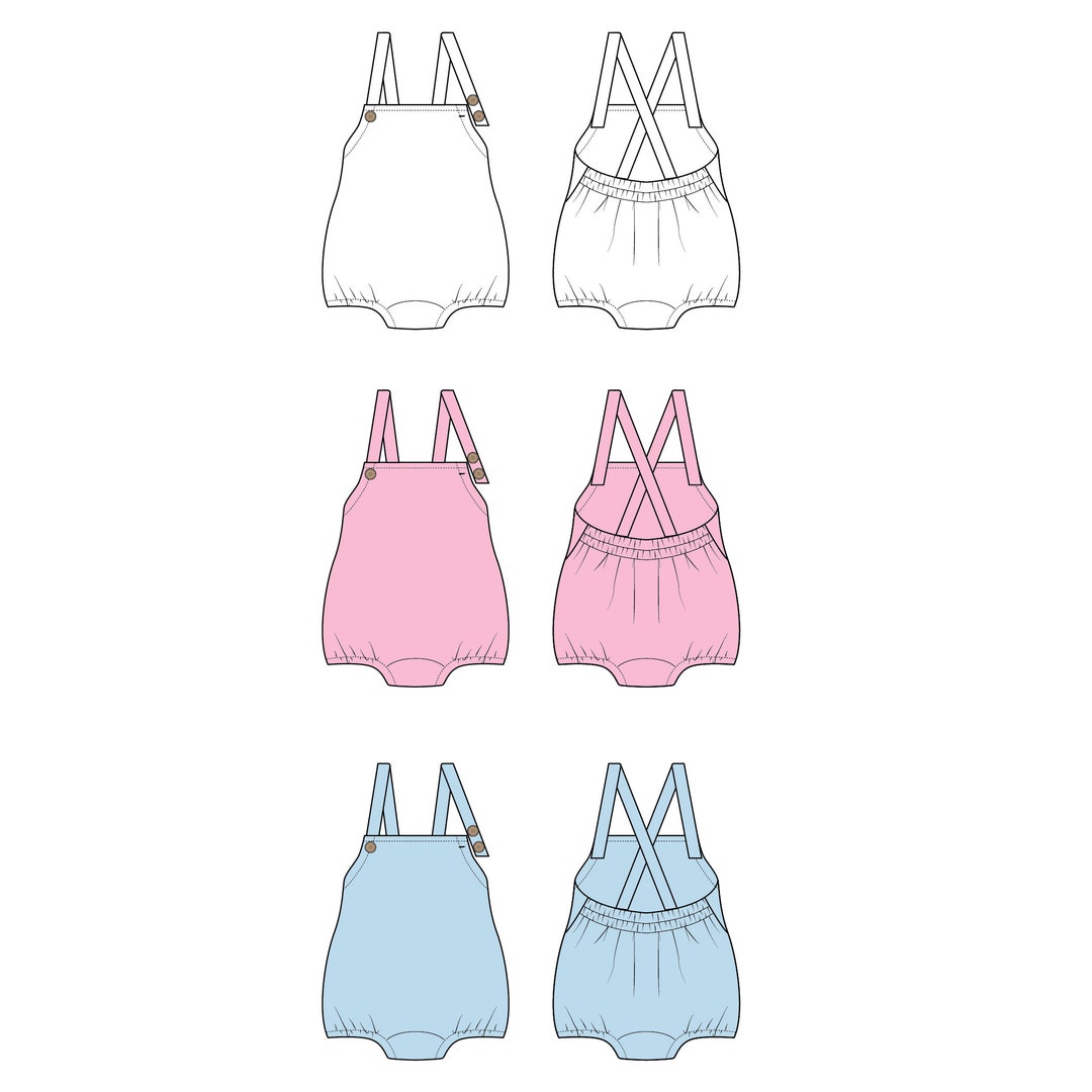 Baby Romper Fashion Flat Templates / Technical Drawings / Fashion CAD ...