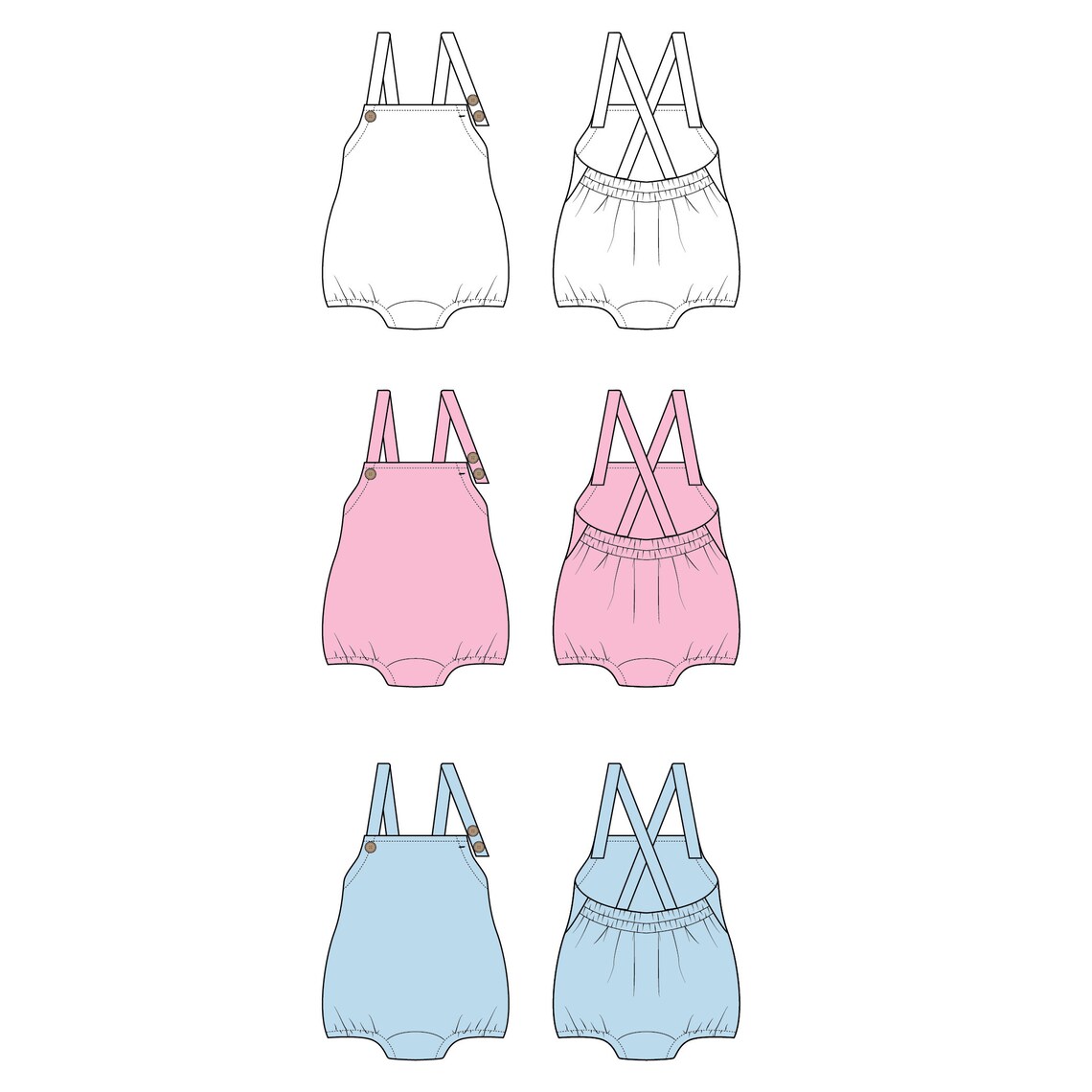 Baby Romper Fashion Flat Templates / Technical Drawings / Fashion CAD ...