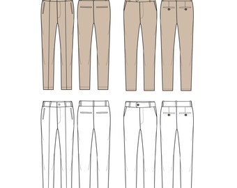 Straight Denim Jeans Flat Templates / Technical Drawings / Fashion CAD ...