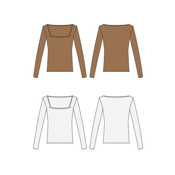 Long Sleeve Top Fashion Flat Templates / Technical Drawings / - Etsy