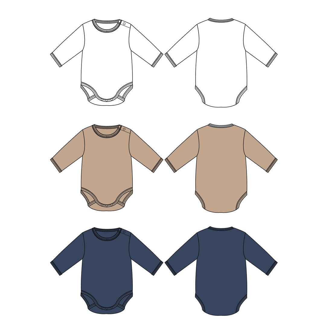 Bodysuit for Baby Fashion Flat Templates / Technical Drawings / Fashion ...