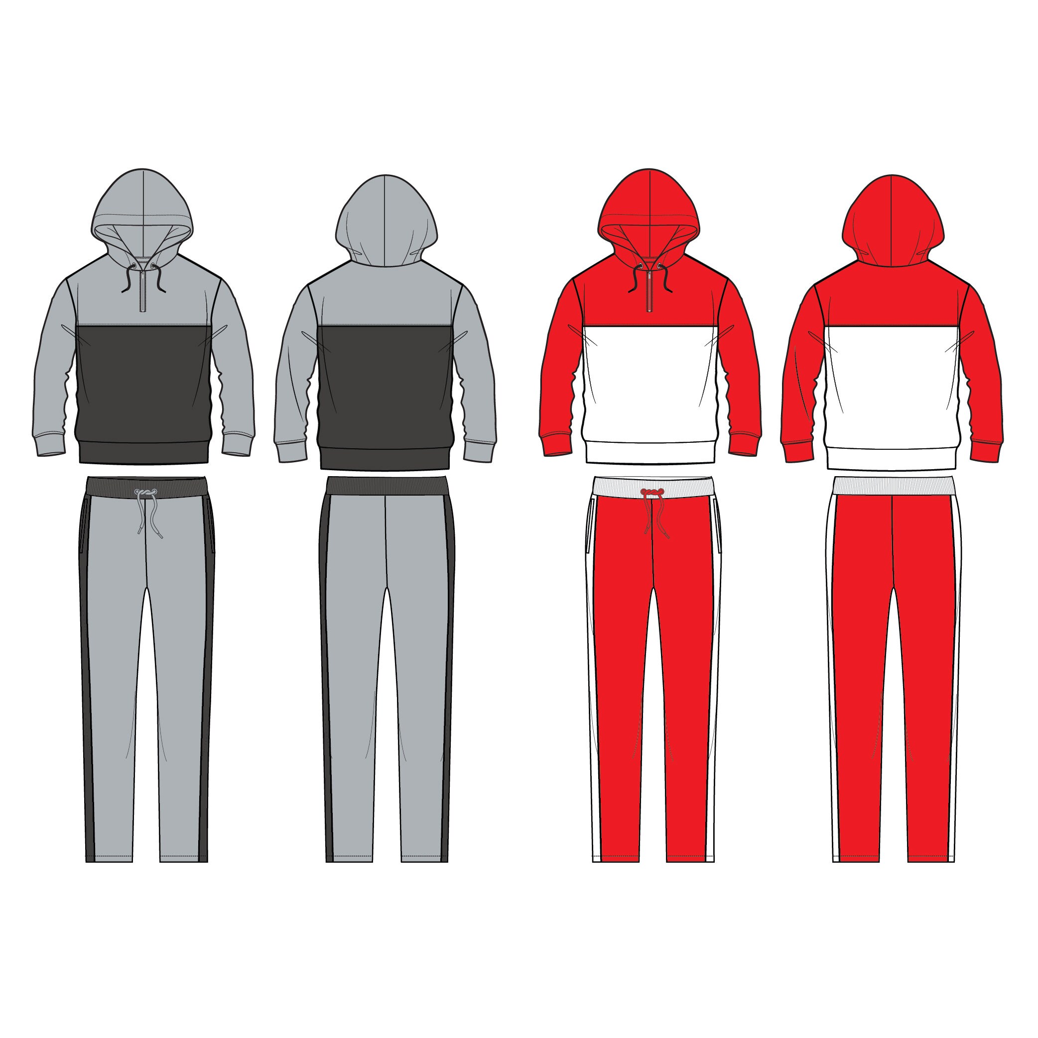 Tracksuit Fashion Flat Templates / Technical Drawings / - Etsy