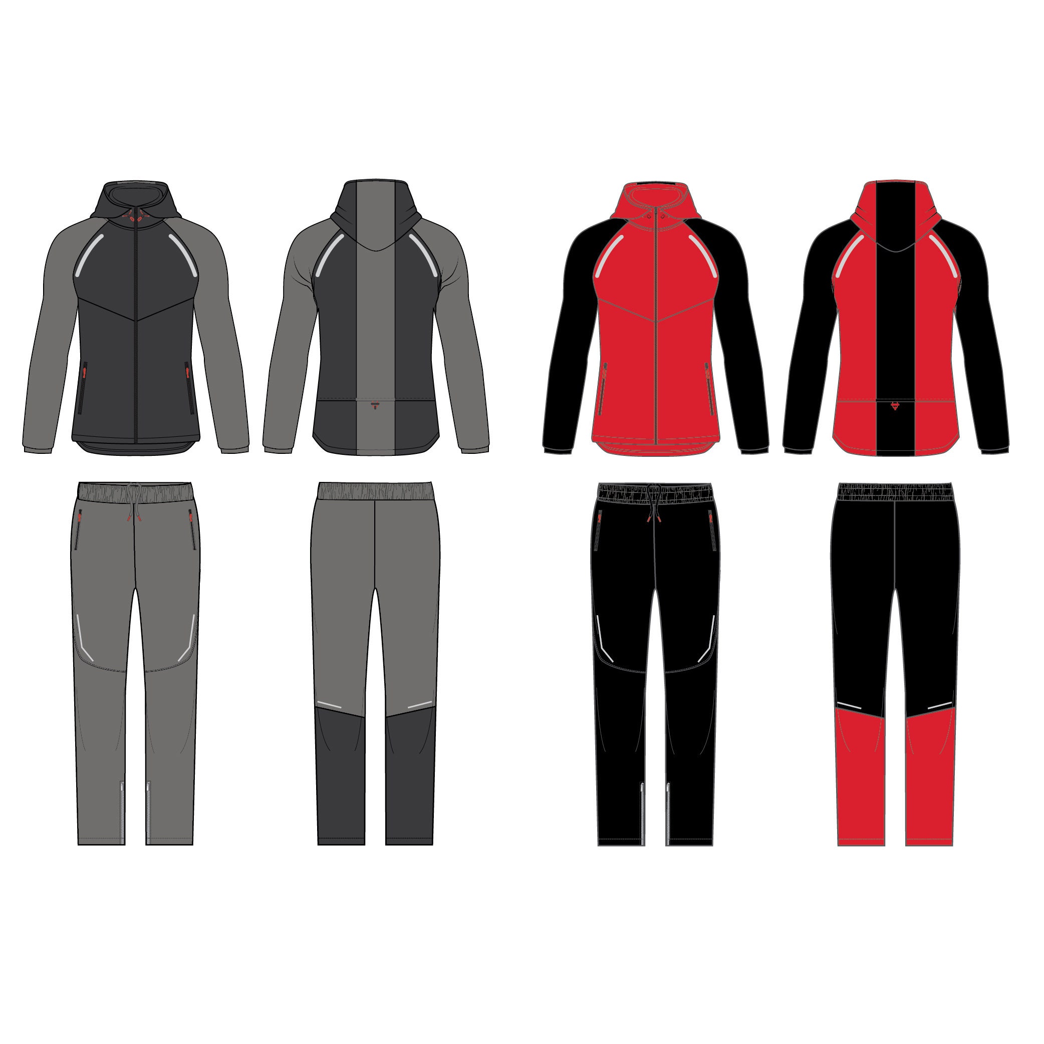 Tracksuit Fashion Flat Templates / Technical Drawings / Fashion CAD ...