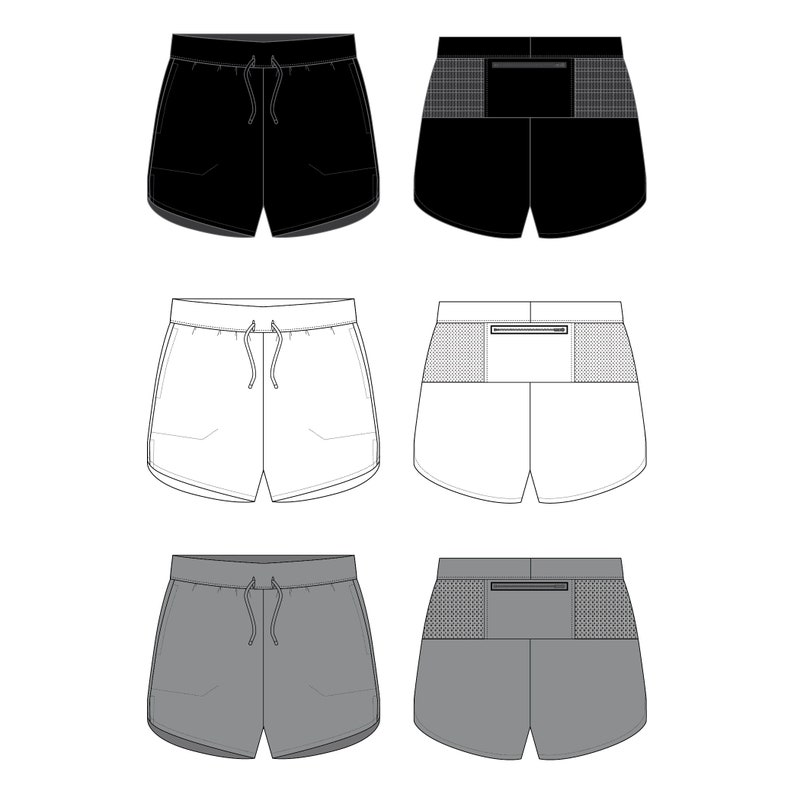 Men & Women Shorts Fashion Flat Templates / Technical Drawings ...
