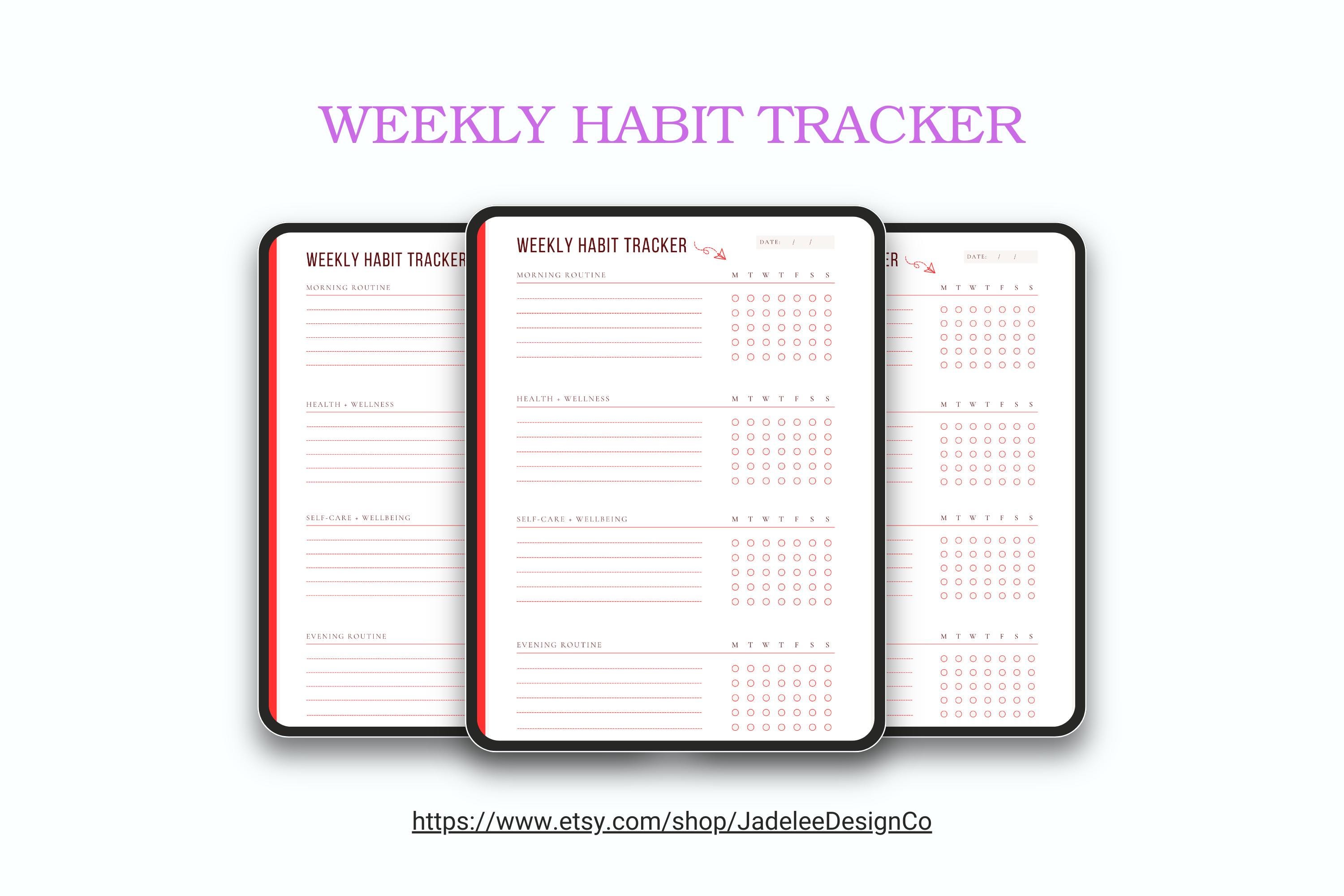 Weekly Habit Tracker Printable - Productivity and Self-care Planner ...