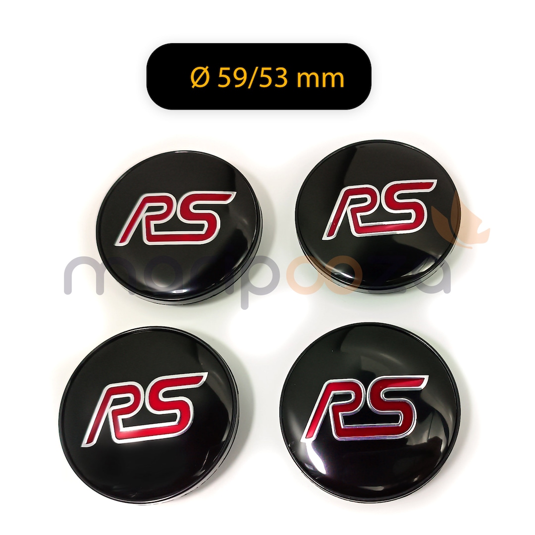 4x Cache Moyeux Centre Roue Ø 59/53mm Fo.rd RS Logo Badge Rouge Noir NR ...