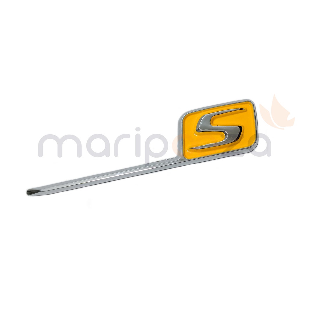 Chrome Yellow Rear S Logo Emblem 98mm for Mercedes A45 C43 C63 E63 AMG ...
