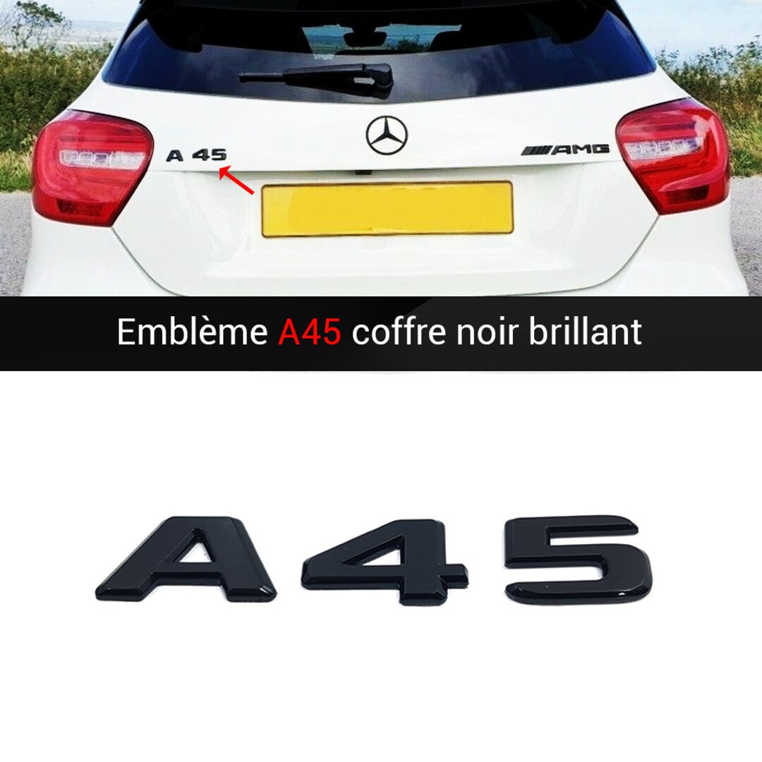 Emblem Rear Logo A45 Glossy Black 115mm for Mercedes Class A A45 A45s ...