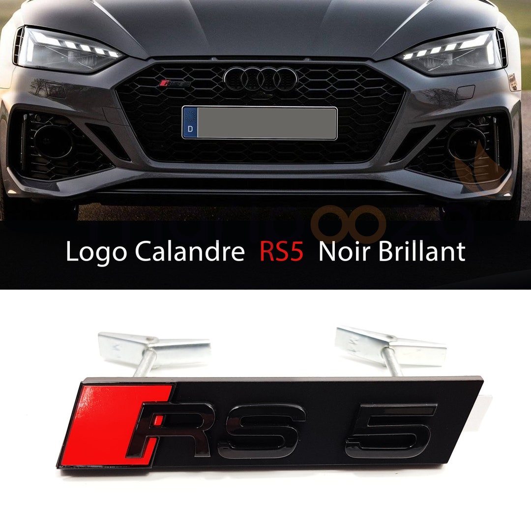 RS5 Front Grille Emblem Logo Glossy Black 110x23mm for Audi A5 S5 RS5 ...