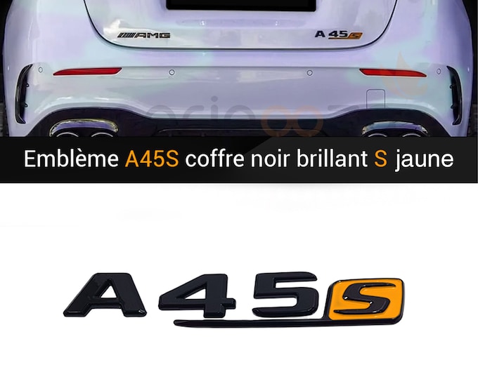 A45s Rear Logo Emblem Gloss Black Yellow 150mm for Mercedes A Class A45 ...