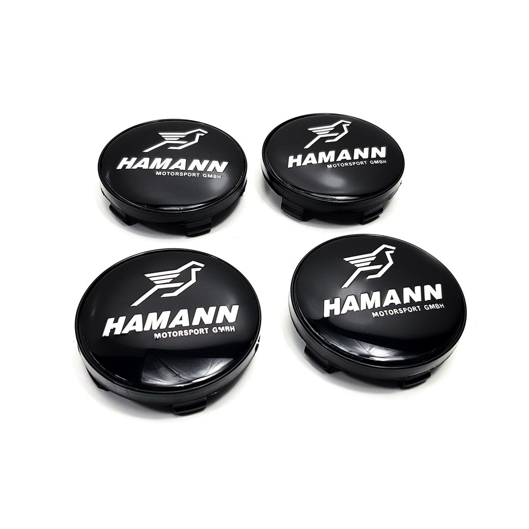 4x Wheel Center Hub Cover Ø60mm Hamann Logo Badge Emblem Black Silver ...