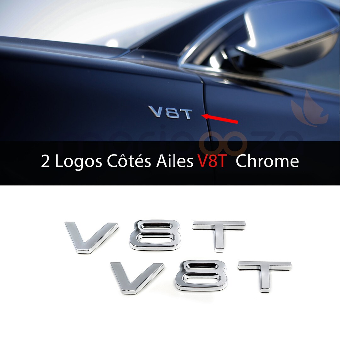 2x V8T Logo Emblems Door Wings Chrome Gray 85x18 MM for Audi - Etsy