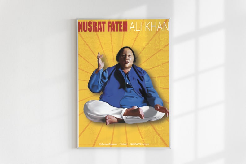 Nusrat Fateh Ali Khan Poster Pakistani Wall Art Classic Music Poster ...
