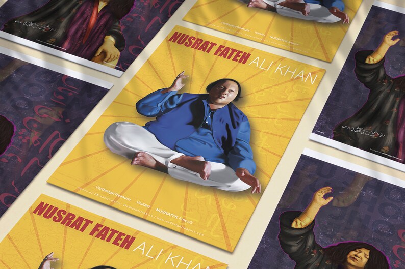 Nusrat Fateh Ali Khan Poster Pakistani Wall Art Classic Music Poster ...
