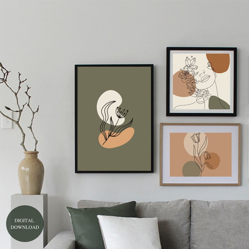 Wall Art Set of 3 Abstract Boho Art Set of 3 Prints _boho | Etsy
