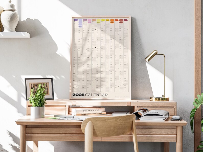 2025 Wall Year Calendar portrait Minimalist & Unique Design Printable ...