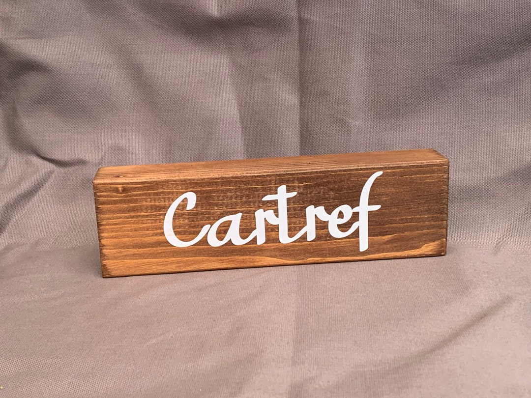 Free Standing Sign Cartref/ Home Shelf Sittier Solid Wood Plaque Welsh ...