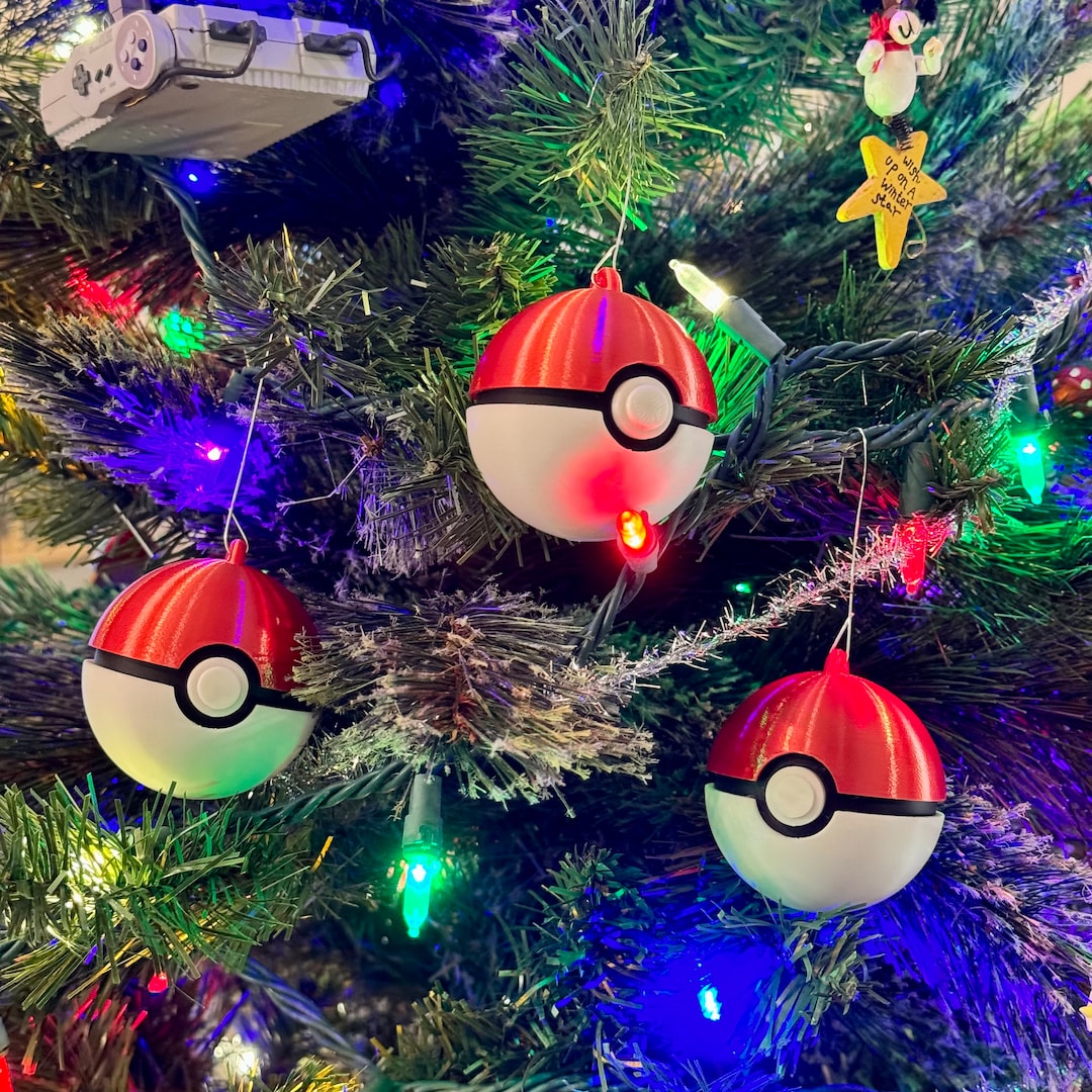 Poké Ball Christmas Ornaments, 3D Printed Pokémon Holiday Decoration - Etsy