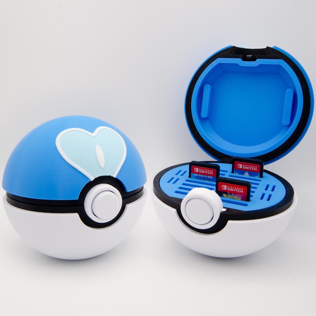 Blue Love Ball Pokemon Poke Ball 3D Printed Switch, 3DS, or Ring Holder ...