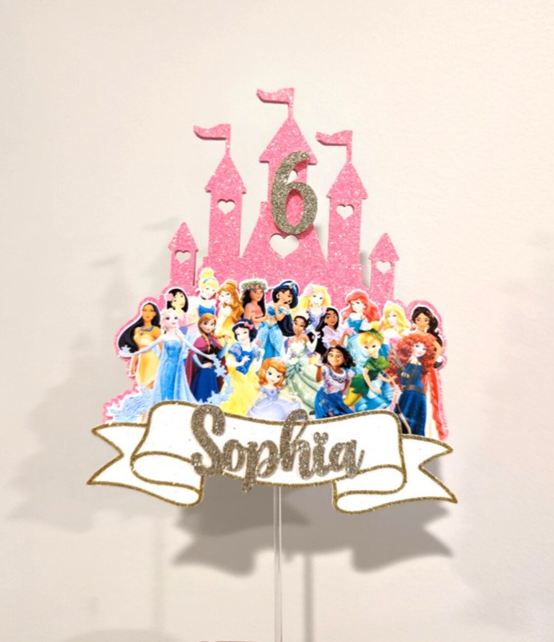 Personalised 3D Disney Princesses Cake Topper, Custom Castle Topper ...