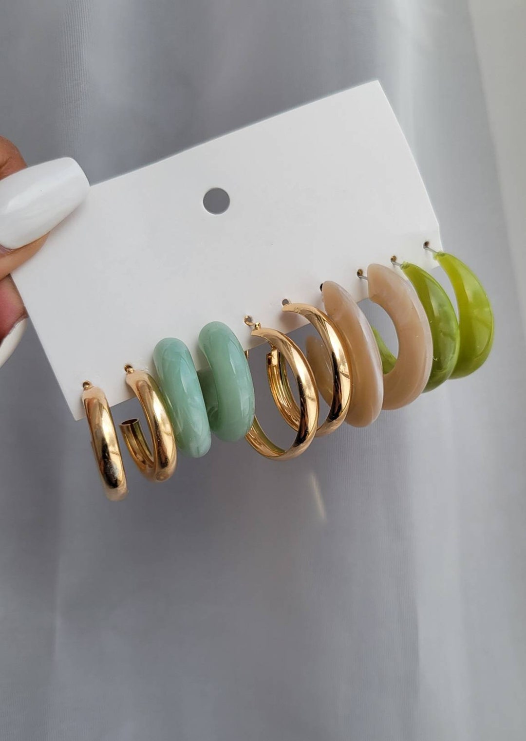 Set of 5 Hoop Earrings for Women, Acrylic Hoop Earrings, Gold Hoop ...