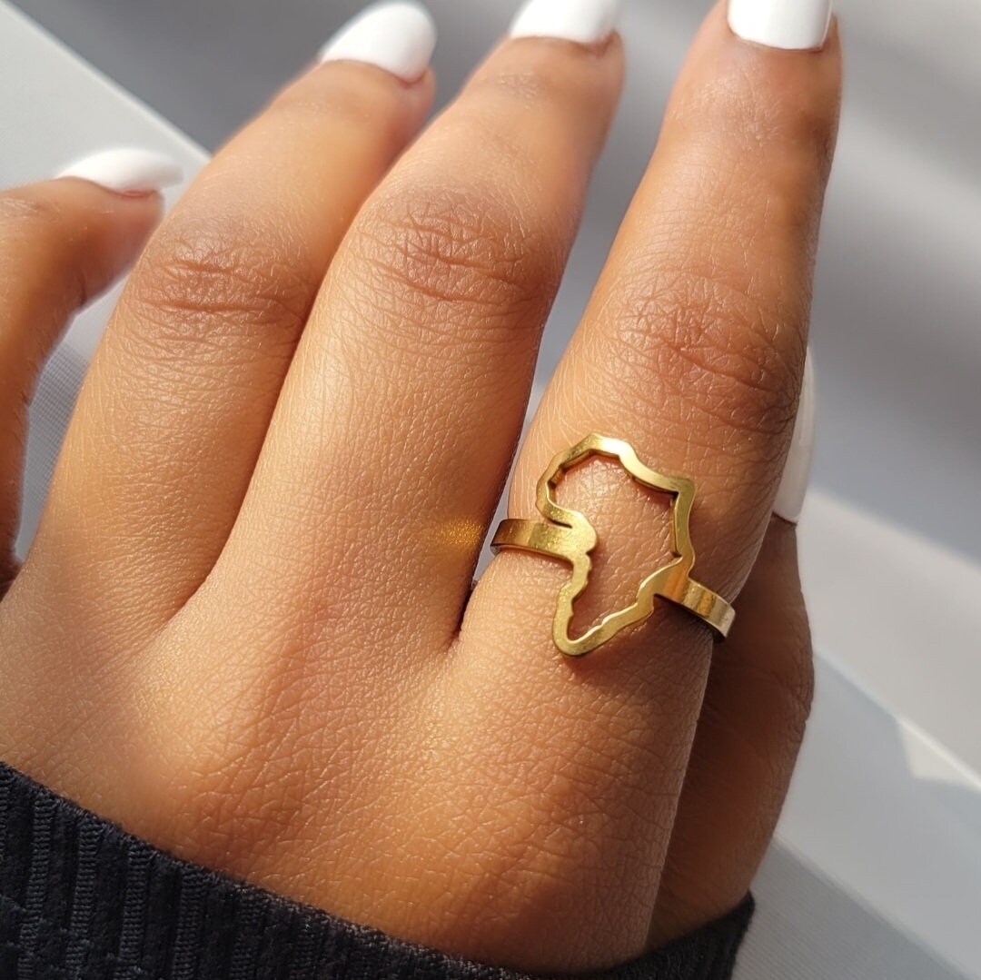 Africa Outline Ring, Africa Ring - Etsy