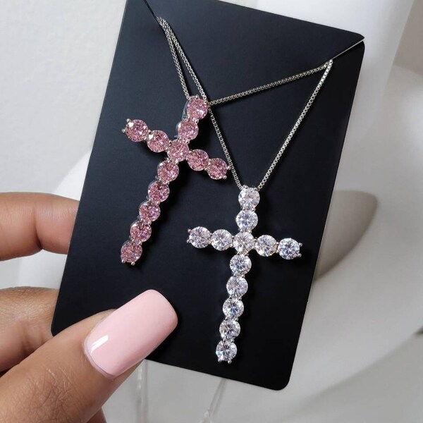 Iced Out Cross Necklace - Etsy
