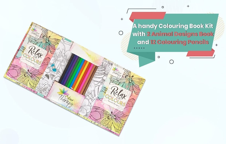 Styloo Adult Colouring Books and Pencils includes 12 Colour Pencils & 2 ...