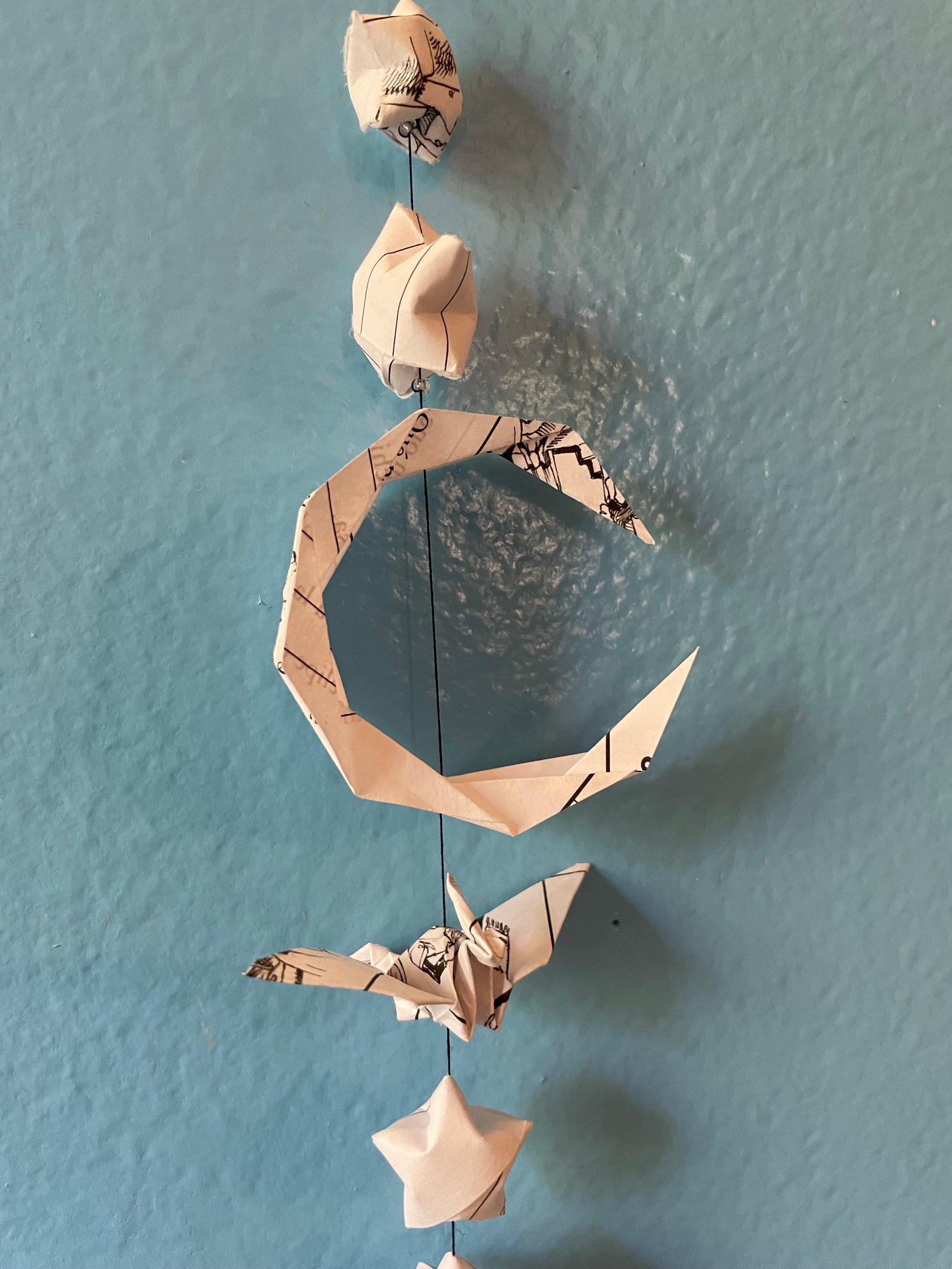 Origami Hanging Mobile With Blue Tassel - Etsy