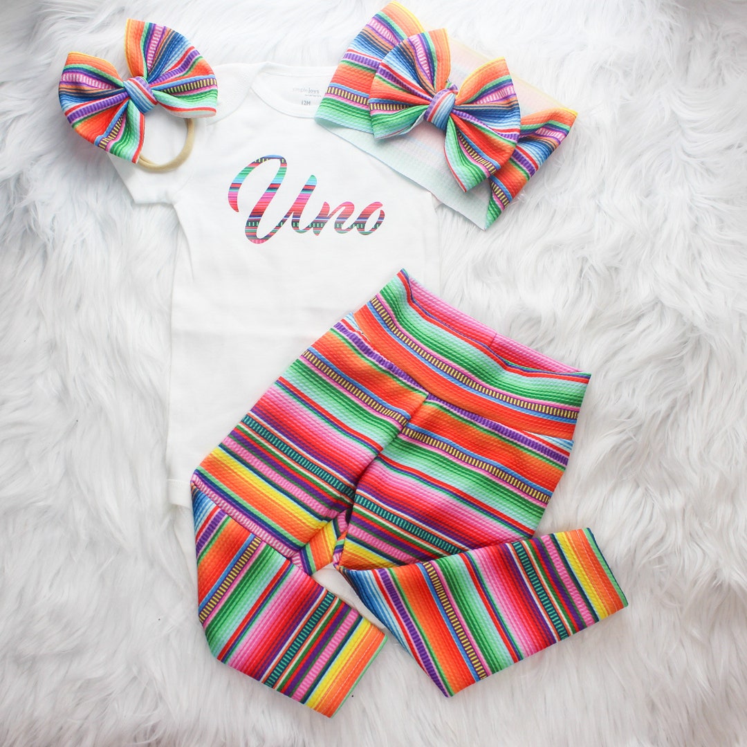 Serape Pants and Bows, Rainbow Leggings and Head Wrap, Mexican Baby ...