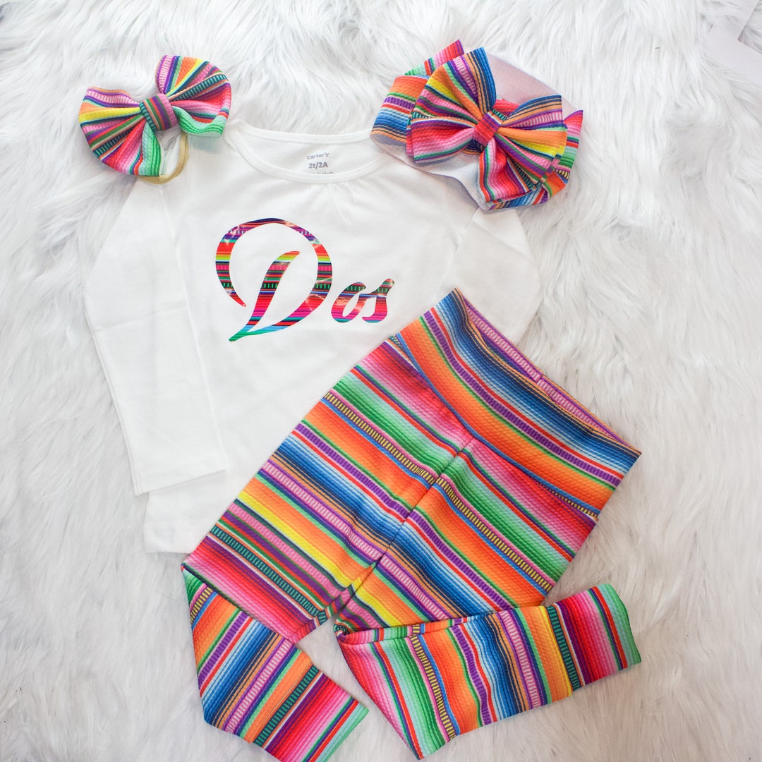 Serape Pants and Bows, Rainbow Leggings and Head Wrap, Mexican Toddlers ...