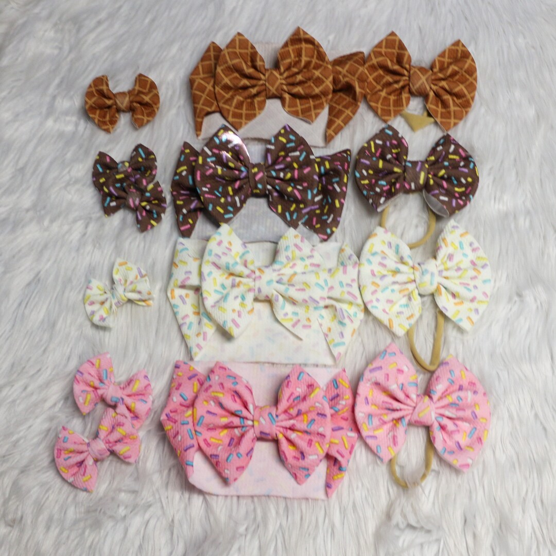 Sprinkles Bows, Pink Sprinkle Birthday Headwrap, Vanilla Chocolate ...