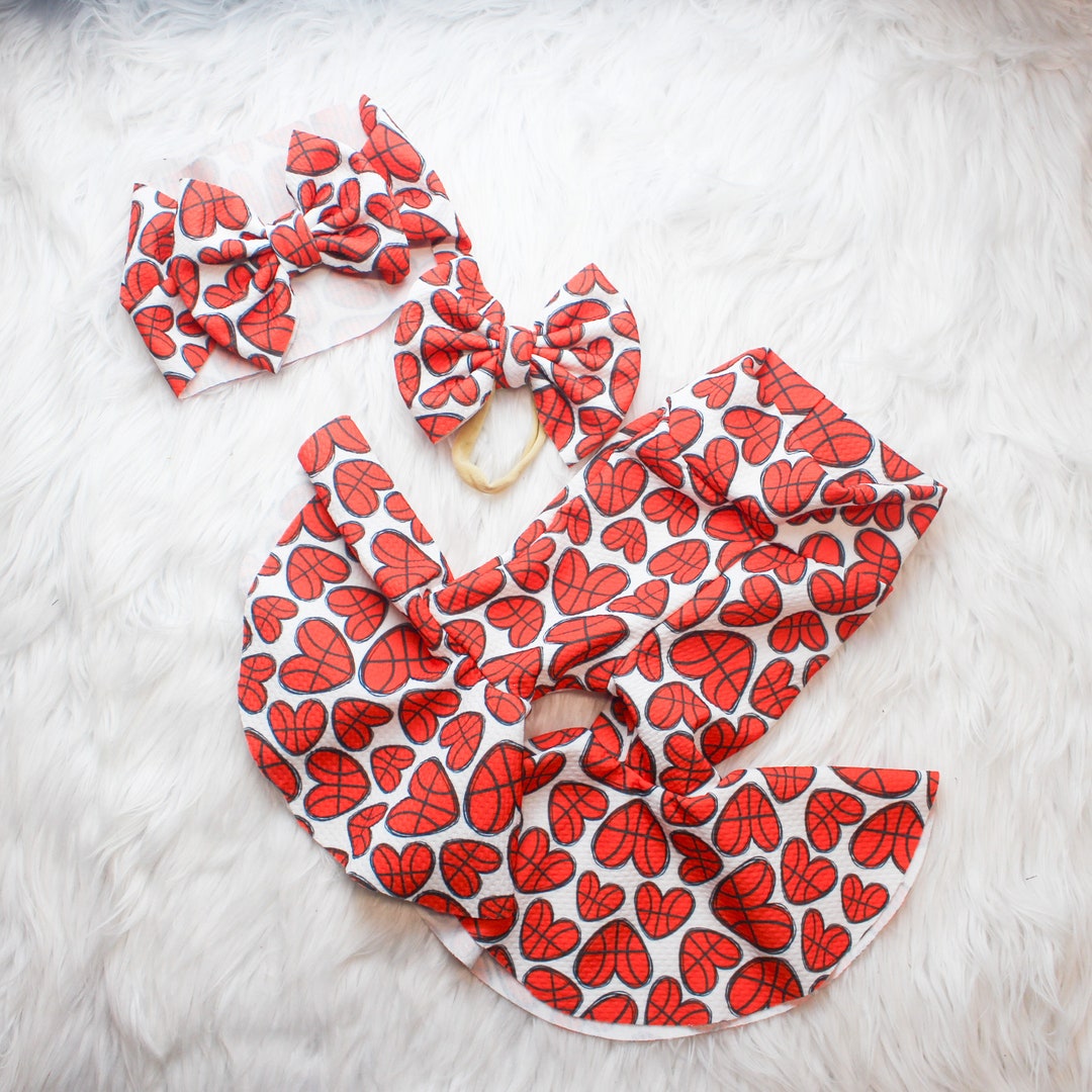 Basketball Hearts Baby Bells, Sport Bell Bottoms, Basket Bow Head Wrap ...