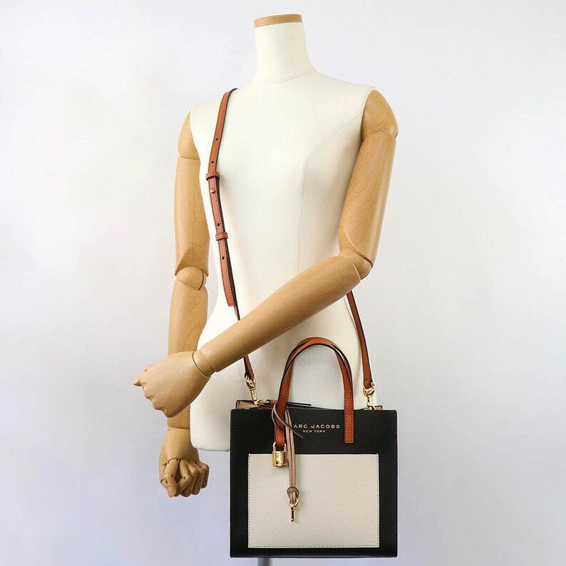 Marc Jacobs Mini Grind Coated Crossbody Bag Black Leather Smoked Almond ...