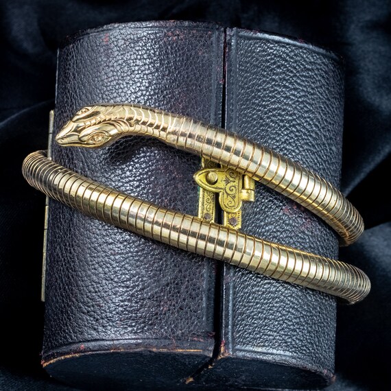 Vintage Snake Slave Bangle Rolled Gold - Gem
