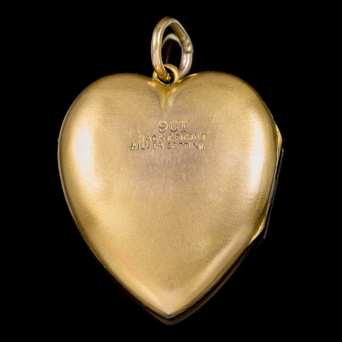 Antique Victorian Paste Lyre Heart Locket 9ct Gold Back and Front Circa ...