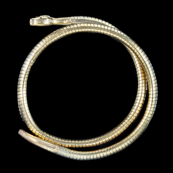 Vintage Snake Slave Bangle Rolled Gold - Gem