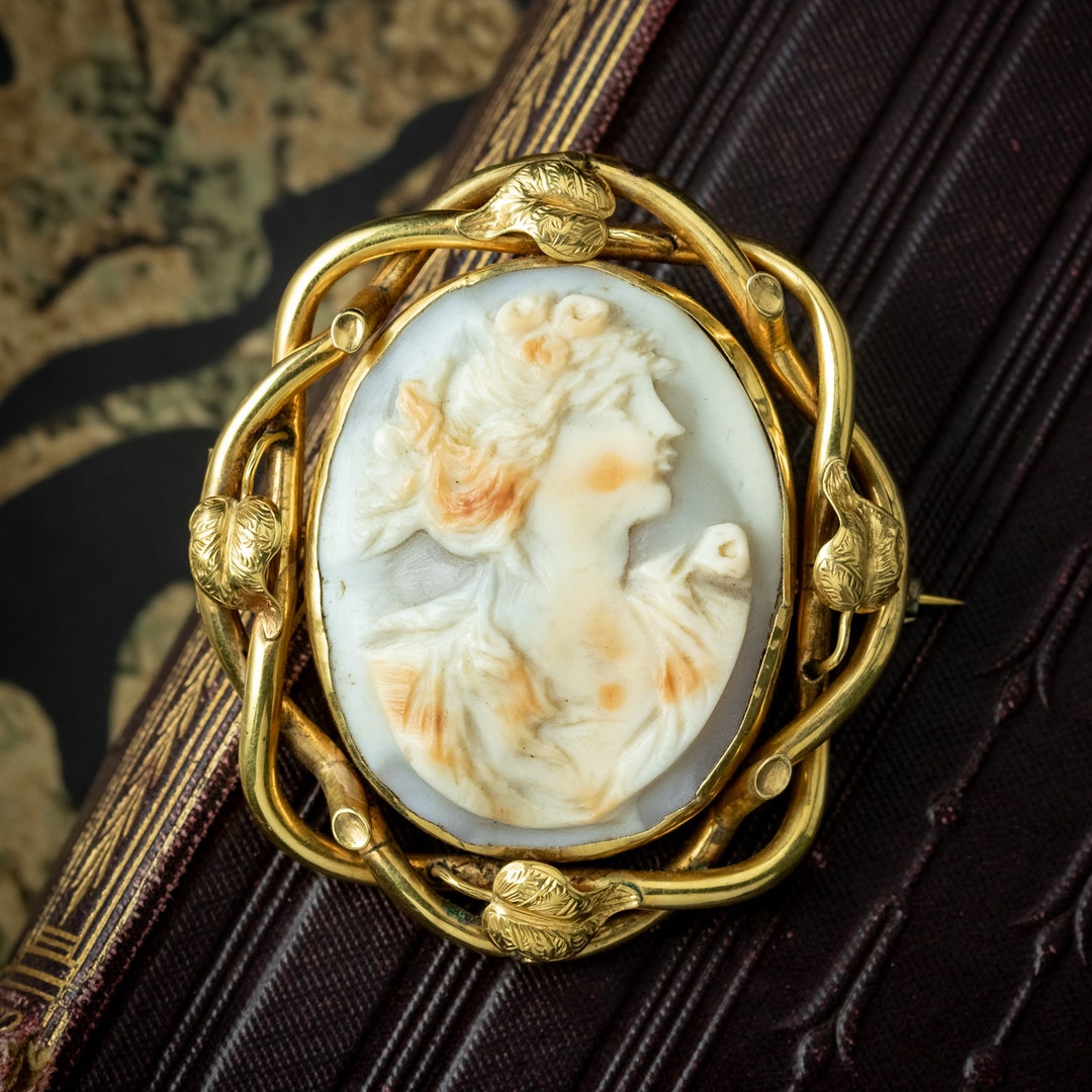 Antique Edwardian Cameo Brooch 9ct Gold Circa 1905 Boxed - Etsy