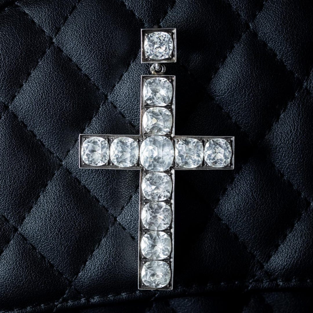 Antique Georgian Paste Cross Pendant Silver - Etsy