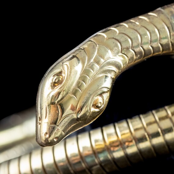 Vintage Snake Slave Bangle Rolled Gold - Gem