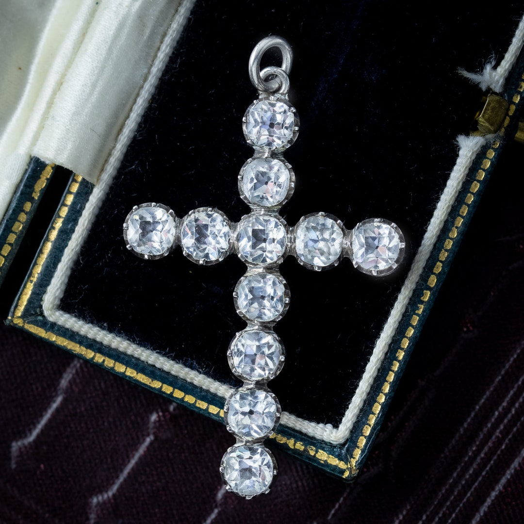 Antique Victorian Paste Cross Pendant Silver - Etsy