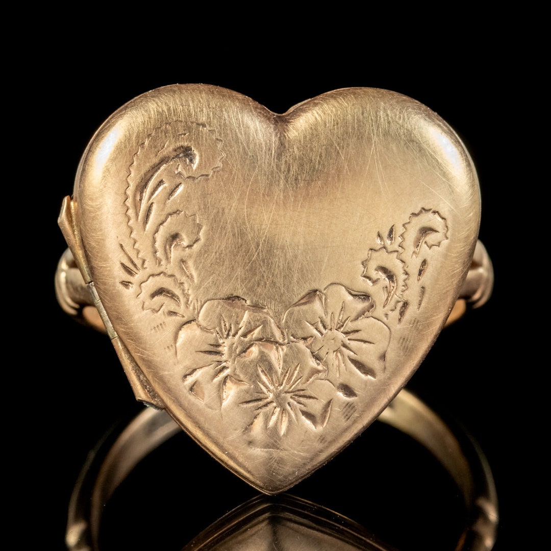 Antique Edwardian Heart Locket Ring Dated 1918 - Etsy