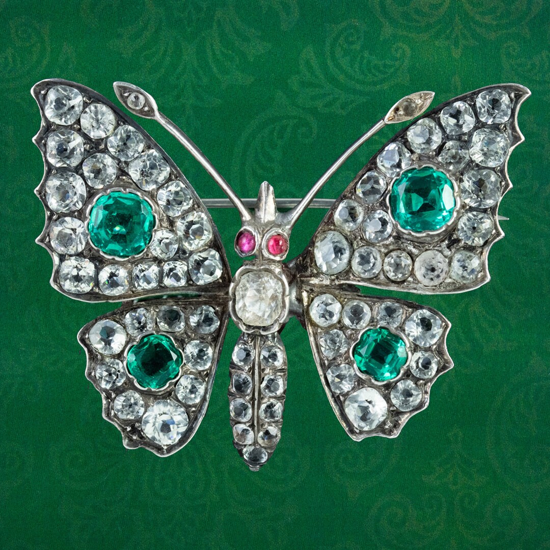 Antique Victorian Paste Stone Butterfly Brooches Silver Circa 1880 - Etsy