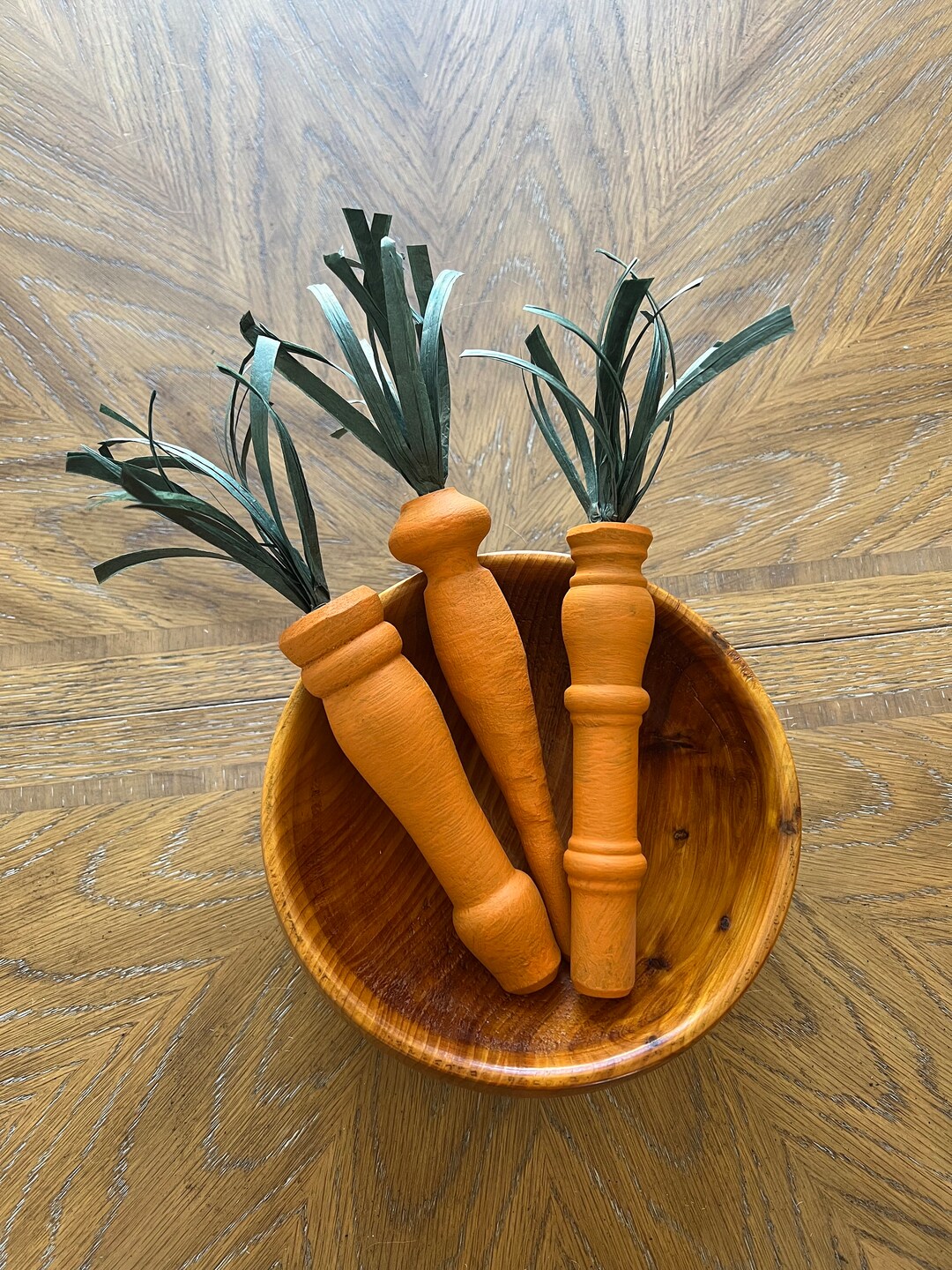 Wooden Carrots Set of 3, Vintage Spindle Carrots, Easter Carrots ...