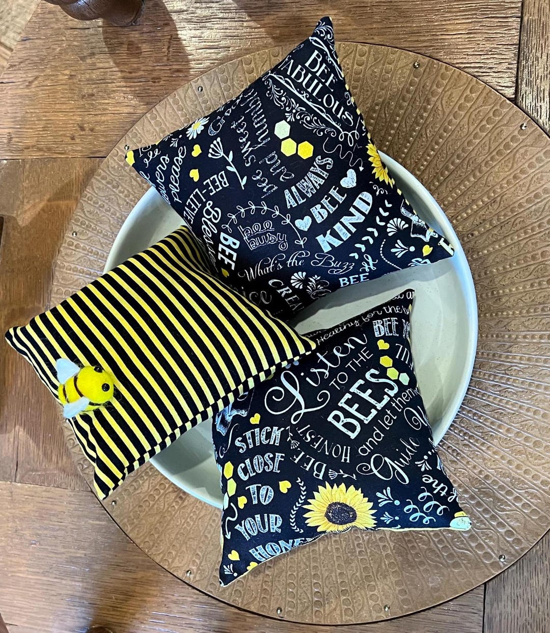 Bee Pillows, Fall Tiny Pillows, 5x5 Inch Pillows, Bowl Filler Pillows ...