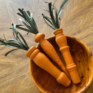 Wooden Carrots Set of 3, Vintage Spindle Carrots, Easter Carrots ...
