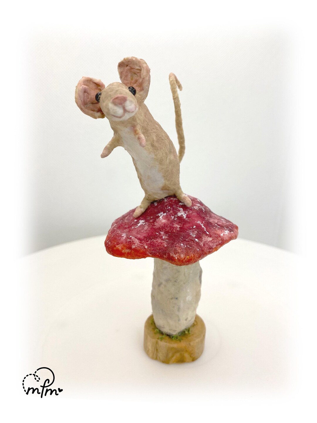 Spun Cotton Mushroom Mouse Fiber Art Mice Sculpture Decor Vintage ...