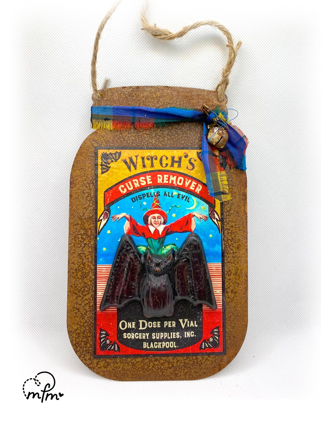 Halloween Witch Curse Sign, Rustic Halloween Bat, Halloween Decor, Bat ...