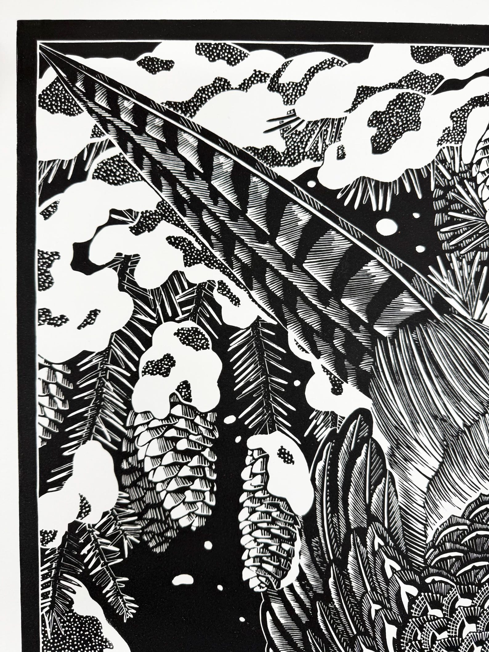 Pheasant in the Snow Lino Print - Etsy