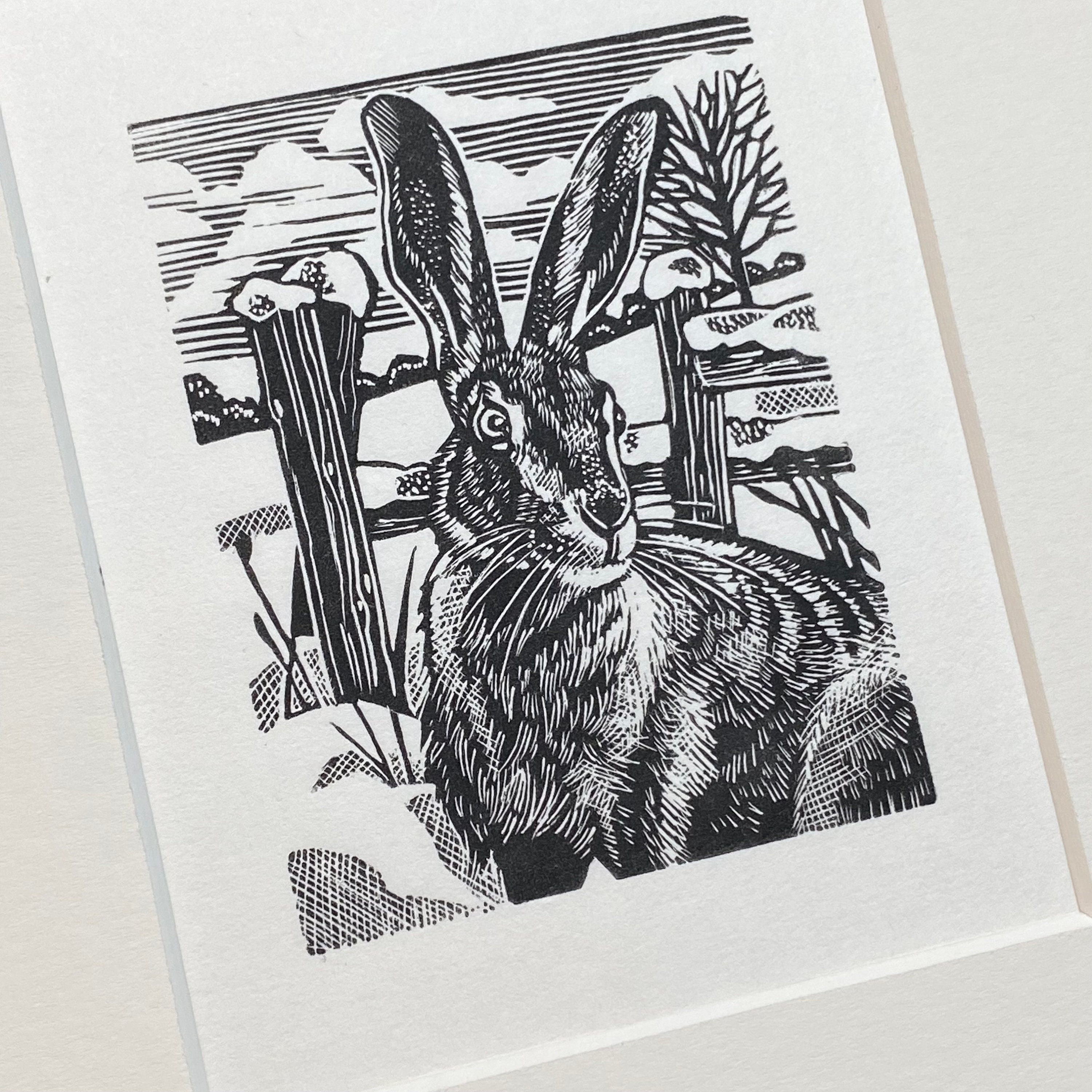 Hare in the Snow Wood Engraving Print - Etsy
